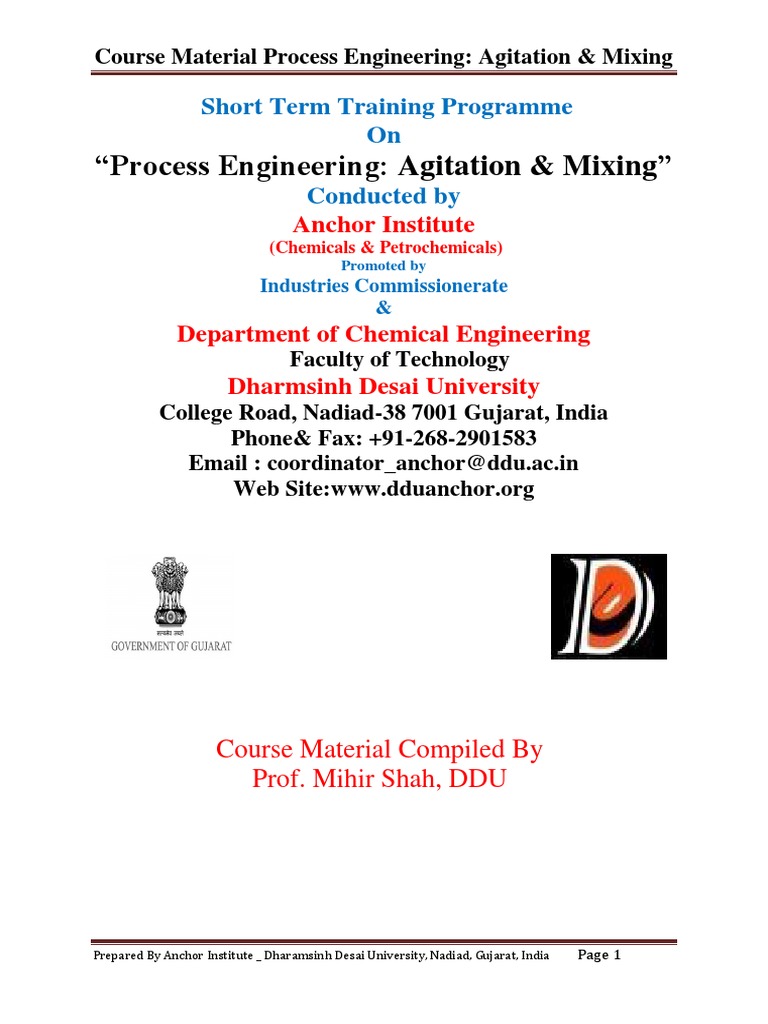 Process Engineering Agitation Mixing Pdf
