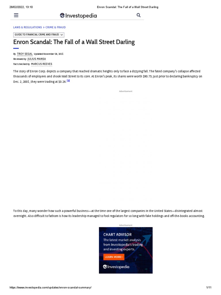 Enron Scandal - The Fall of A Wall Street Darling | PDF | Enron ...