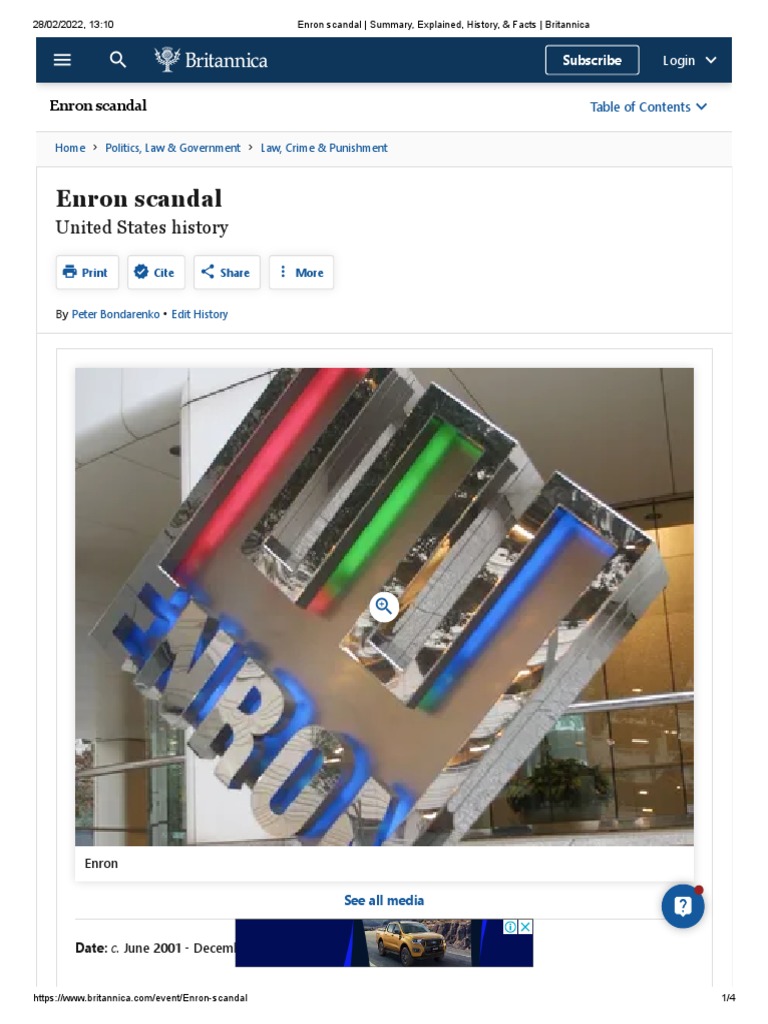 Enron Scandal - Summary, Explained, History, & Facts - Britannica | PDF ...