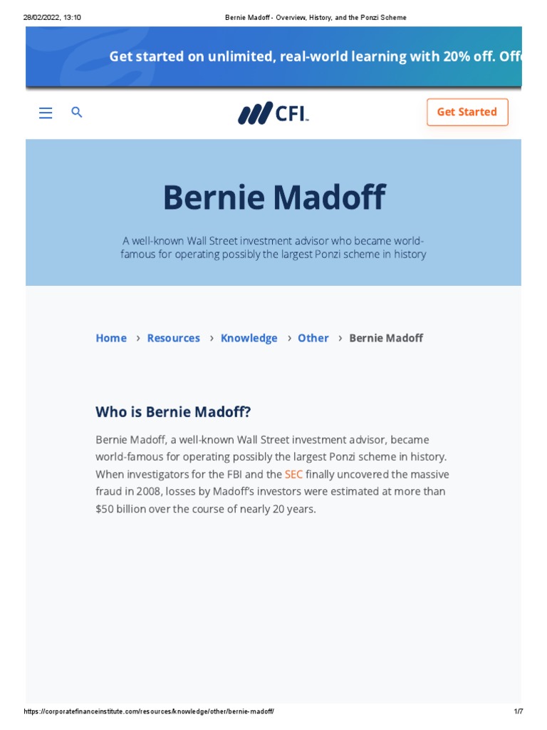 Bernie Madoff - Overview, History, and The Ponzi Scheme | Download Free ...