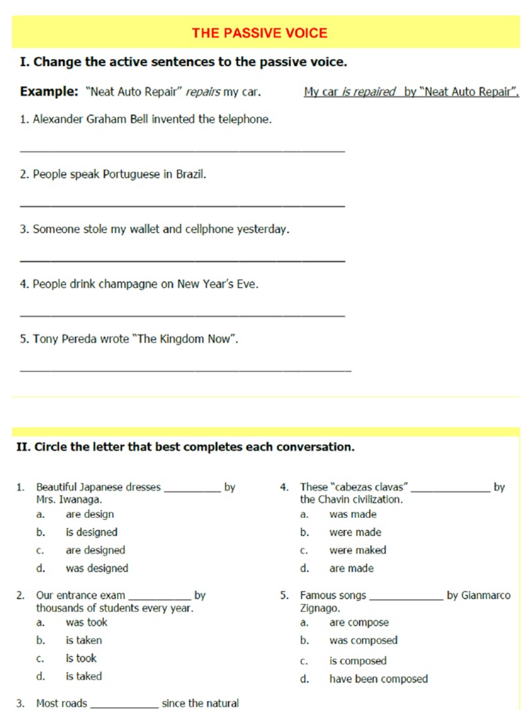 Passive Voice - Exercises | PDF