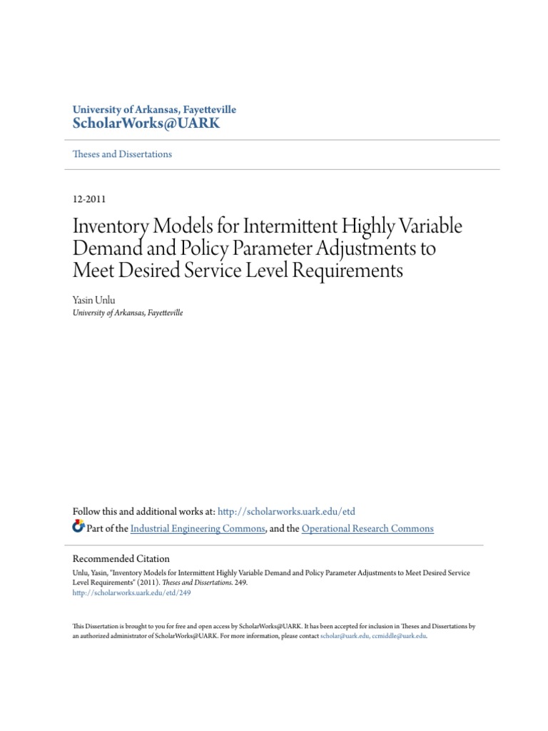 Inventory Models For Intermittent Highly Variable Demand And Poli Download Free Pdf