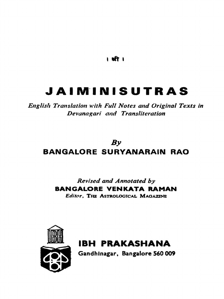Jaimini Sutras - B Suryanarain Rao 1955 | PDF