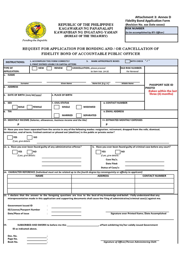 FIDELITY BONDING Attachment 3 Annex D TC No. 02 2019 2 | PDF | Government