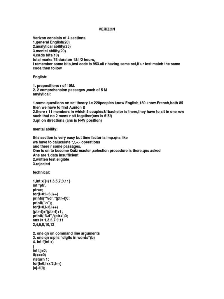 Verizon Test Preparation Guide | PDF