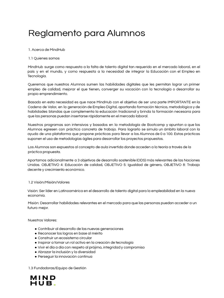 Reglamento Programa Desarrollo Full Stack | Descargar gratis PDF | Plan de estudios | Maestros