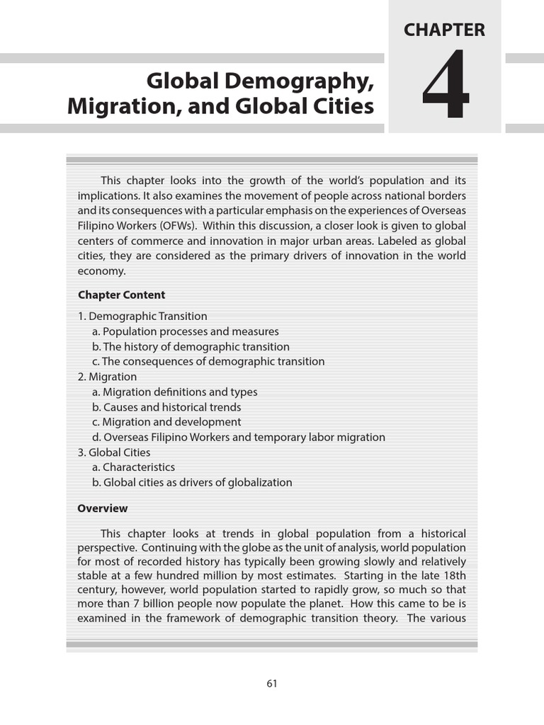 4 TCW Chapter 4 Global Demography, Migration, and Global Cities | PDF | Human Migration ...