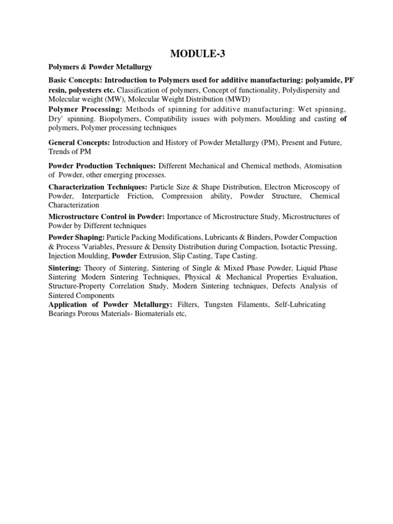 Module-3 Additive Manufacturing 18 Scheme | PDF | Polymers | Fibre ...