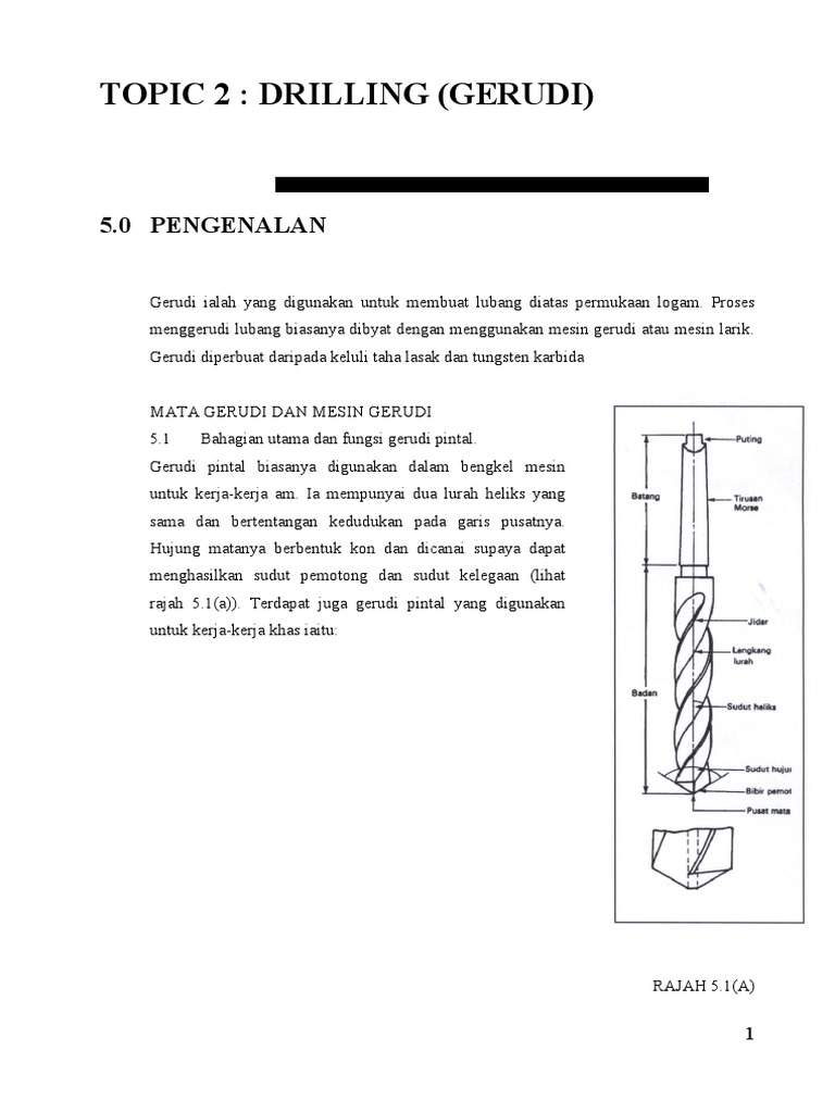 BAB 2 Nota Handout DJJ1043 Drilling | PDF