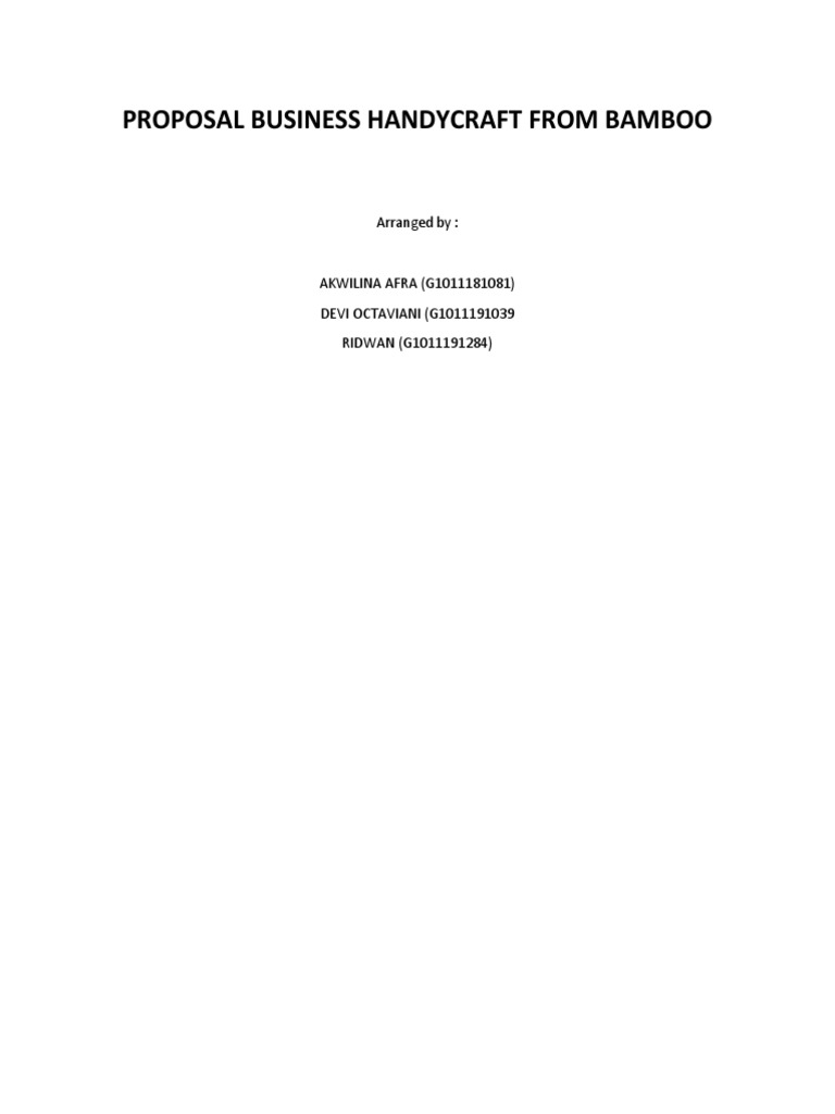 Proposal Business Handycraft From Bamboo | PDF | Marketing | Economies