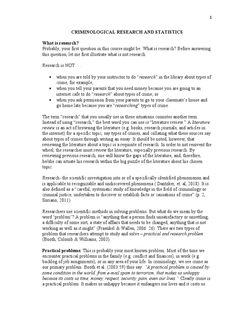 Criminological Research and Statistics What Is Research? | PDF ...