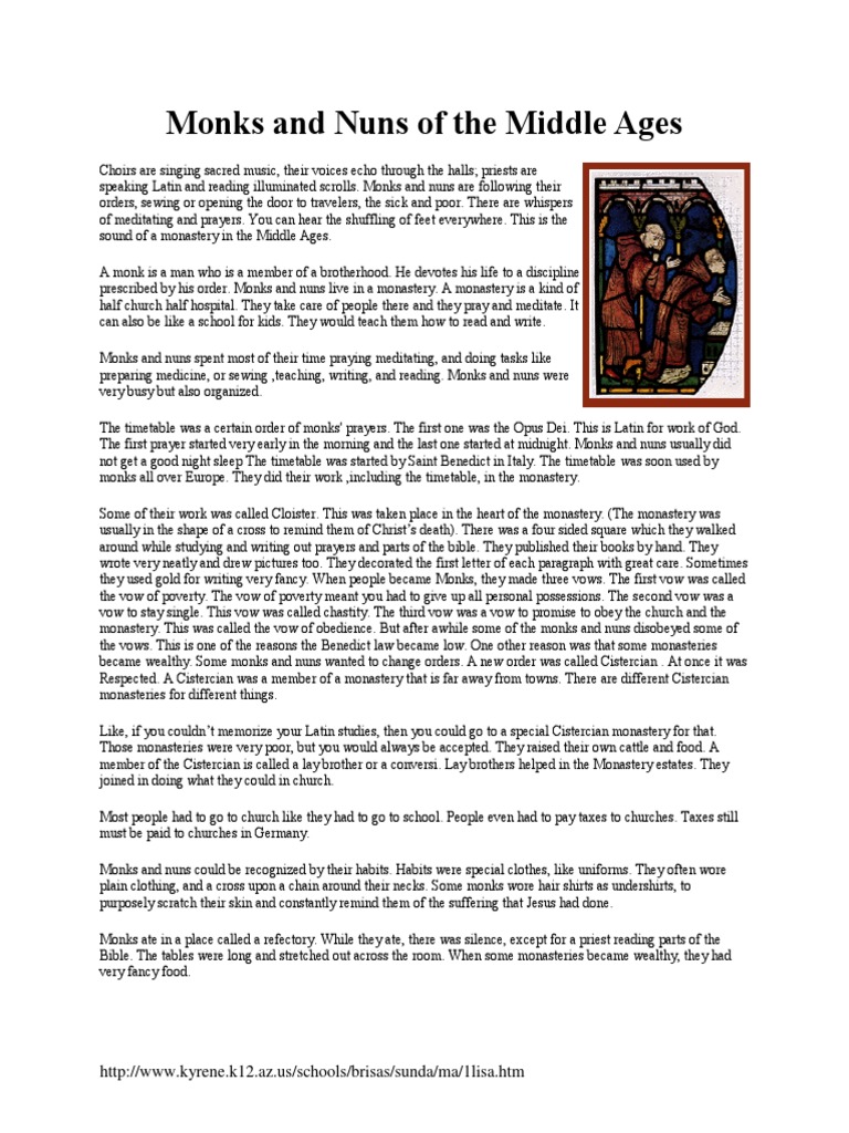 Life of Monks and Nuns in the Middle Ages | PDF | Monk | Monastery