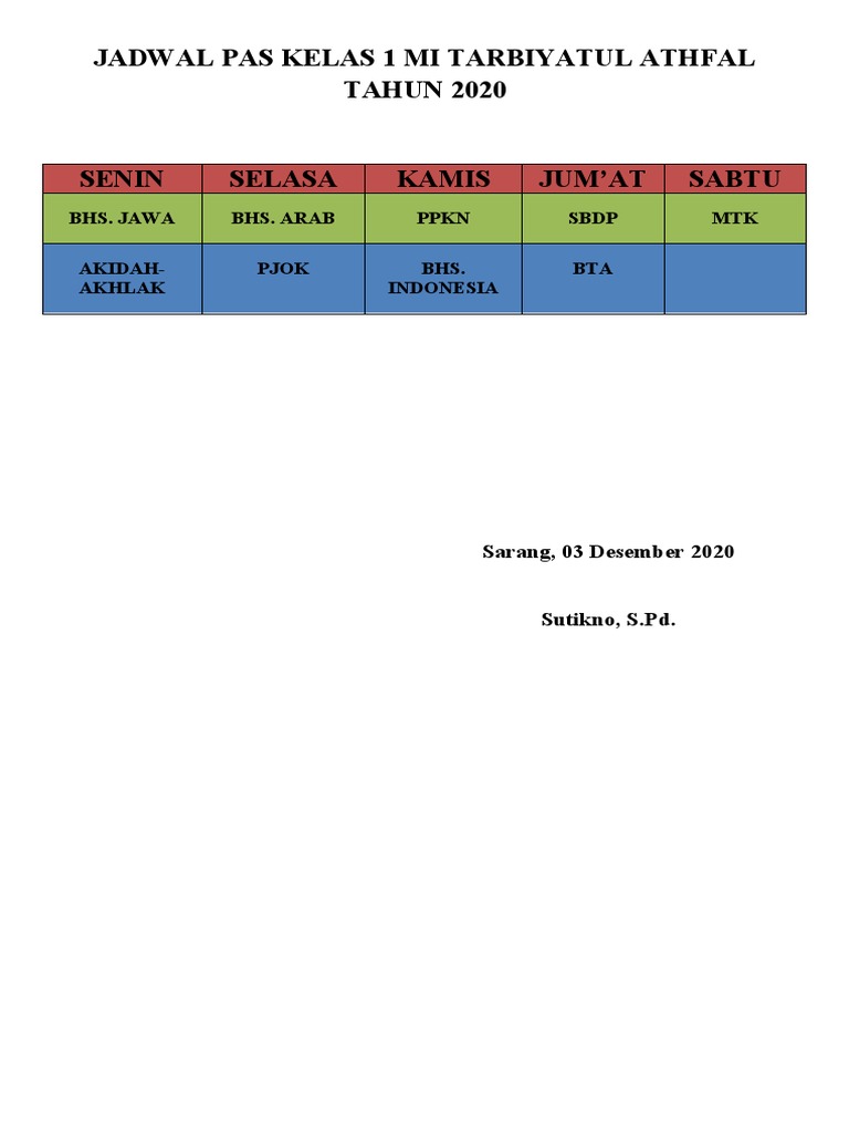 Jadwal Pts | PDF