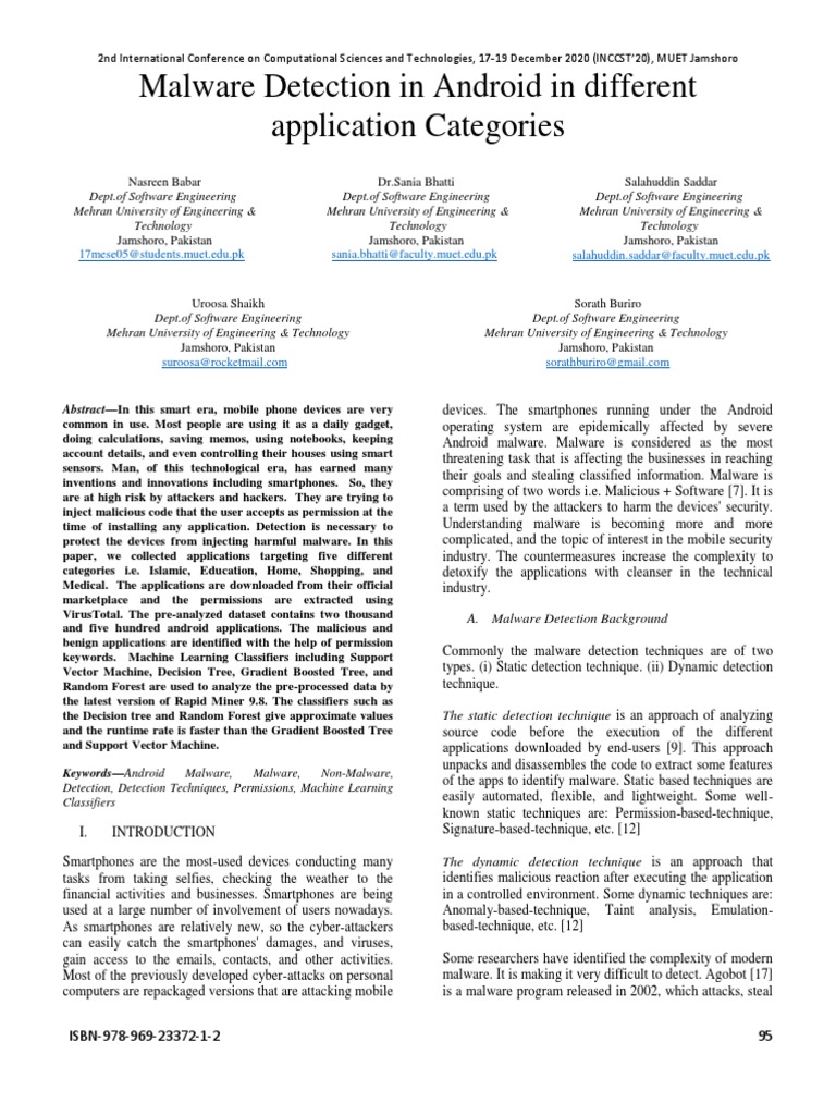 Malware Detection in Android in Different Application Categories | PDF ...