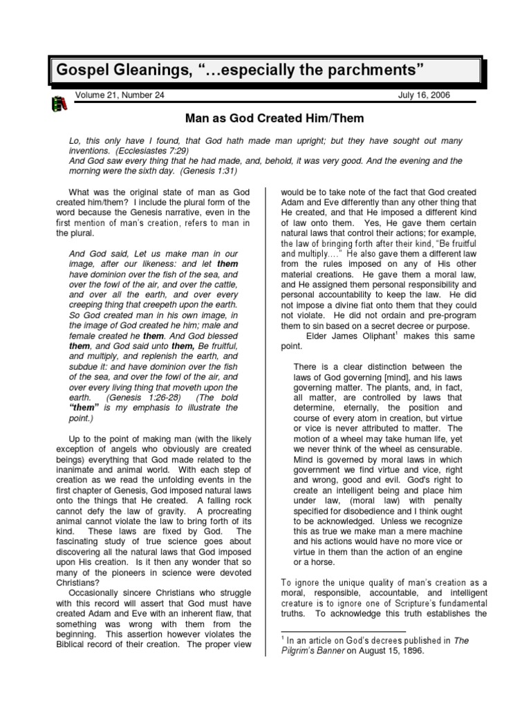 Man As God Created Him, Them | PDF | Genesis Creation Narrative | God
