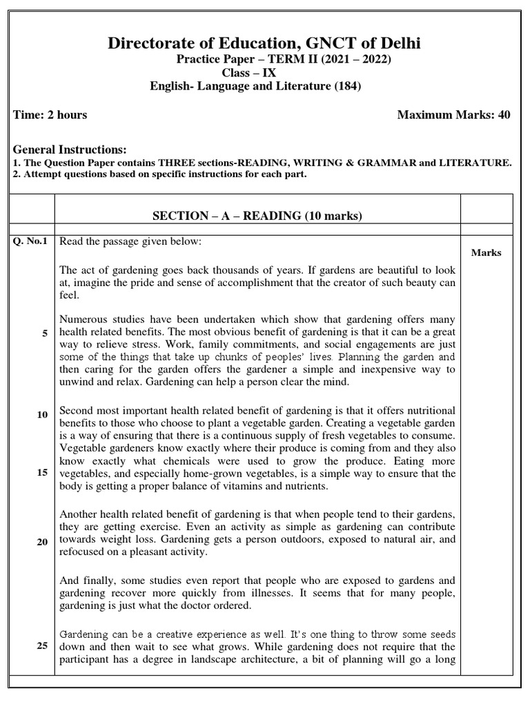 Class 9 English Practice Paper | PDF | Traffic Collision | Road