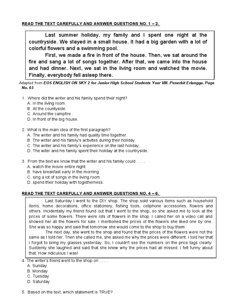 Soal Akm Bahasa Inggris Kelas 8 | PDF | Libraries | Barbecue