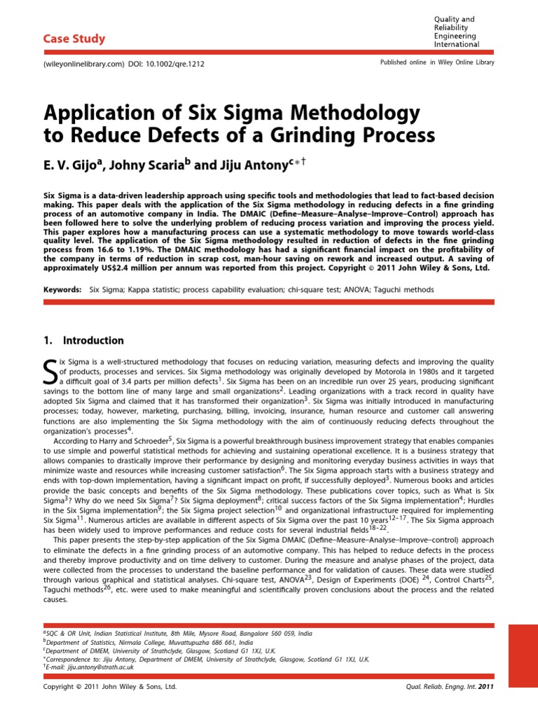 Fdocuments - in - Application of Six Sigma Methodology To Reduce ...
