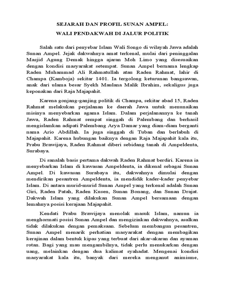 Sejarah Dan Profil Sunan Ampel | PDF