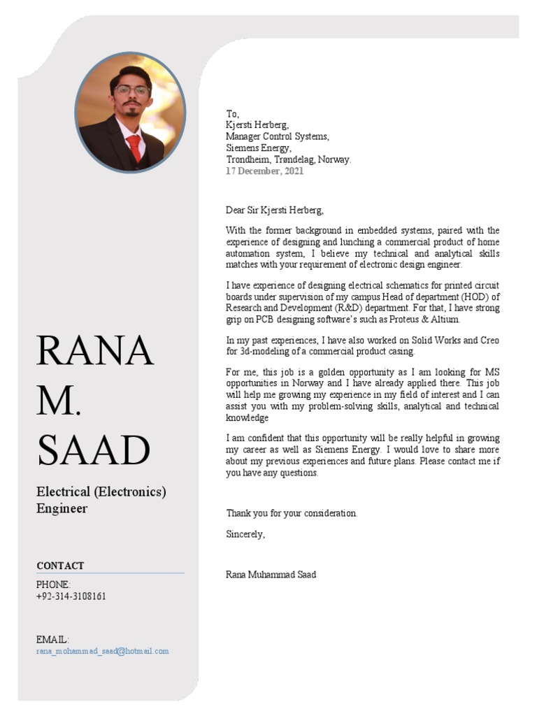 Cover Letter for Siemens Energy Role | PDF