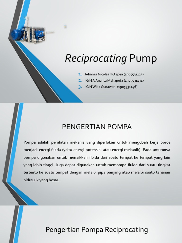 Jenis dan Cara Kerja Pompa Reciprocating | PDF