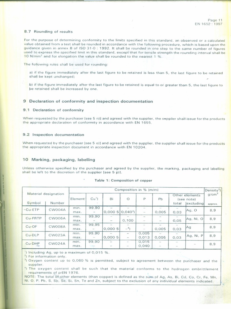 Copper EN 1652 | PDF