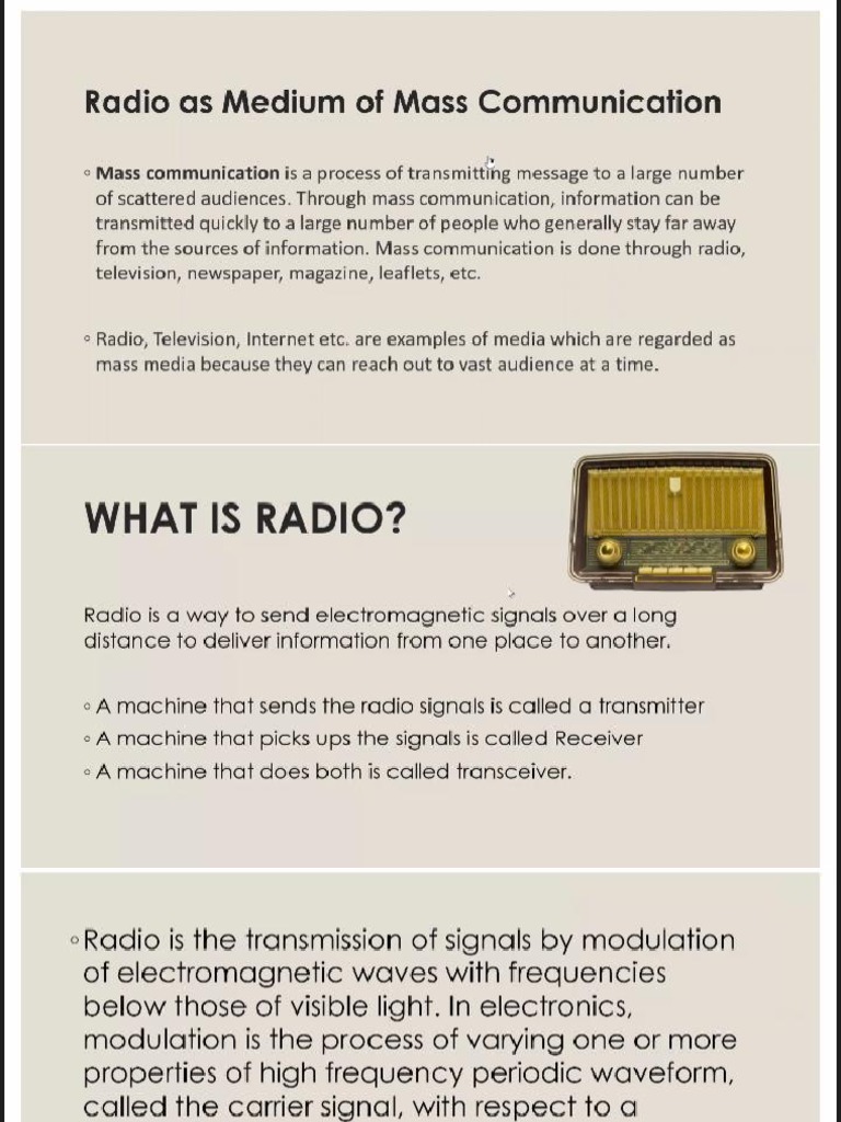 Radio As A Medium of Mass Comm | PDF