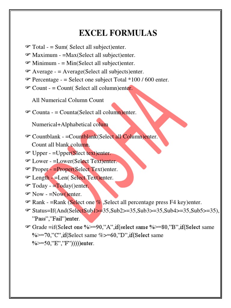 Excel Formulas | PDF