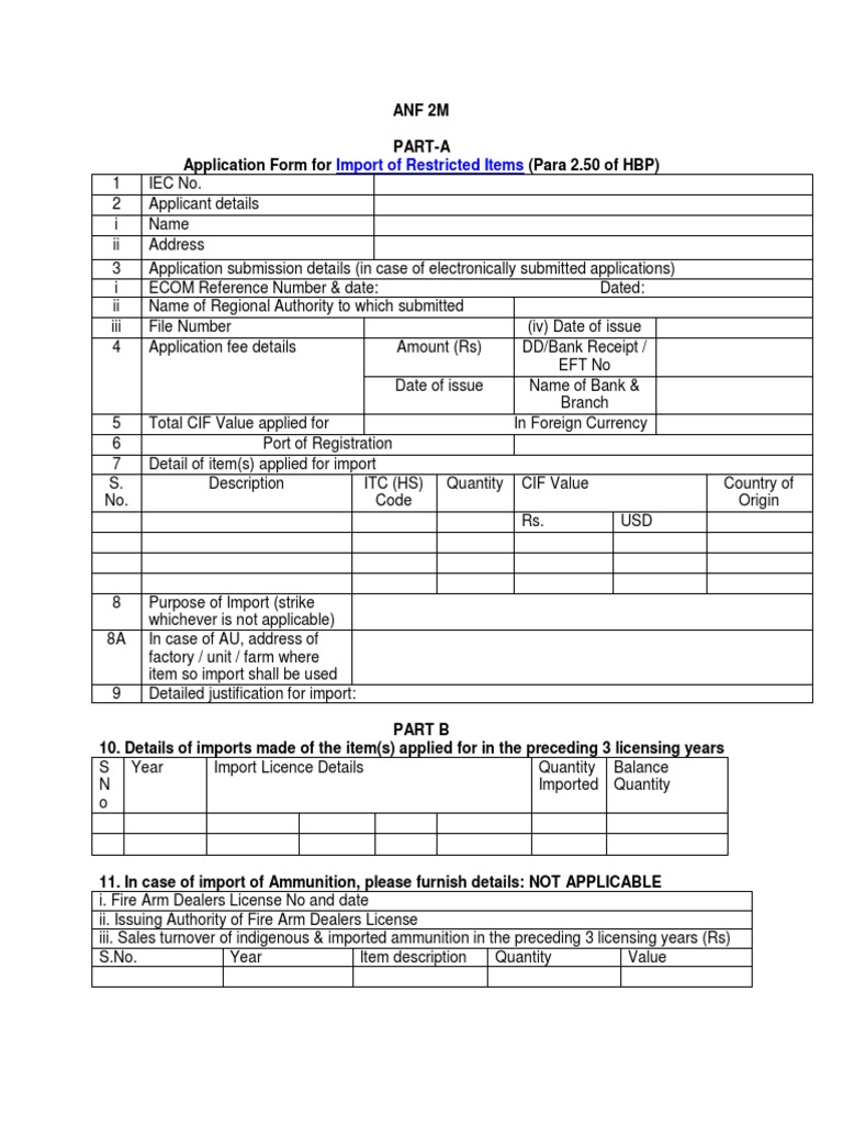 Form ANF 2M For Ornamental Fish Import License - Firstbusiness - in PDF ...