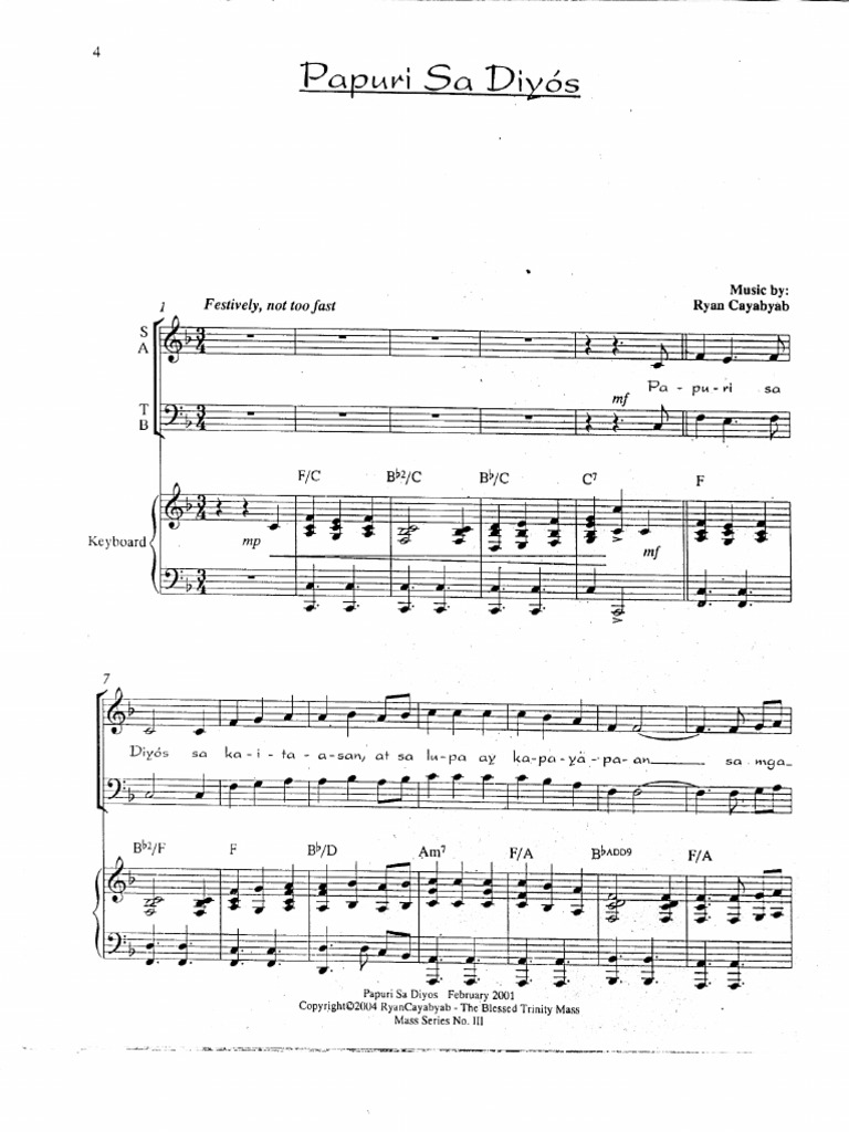 Papuri Sa Diyos Blessed Trinity Mass Pdf
