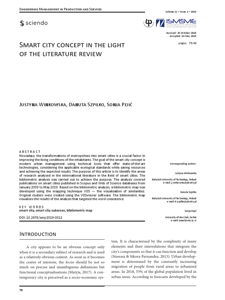 Smart City Concept in The Light of The Literature | PDF | Internet Of ...