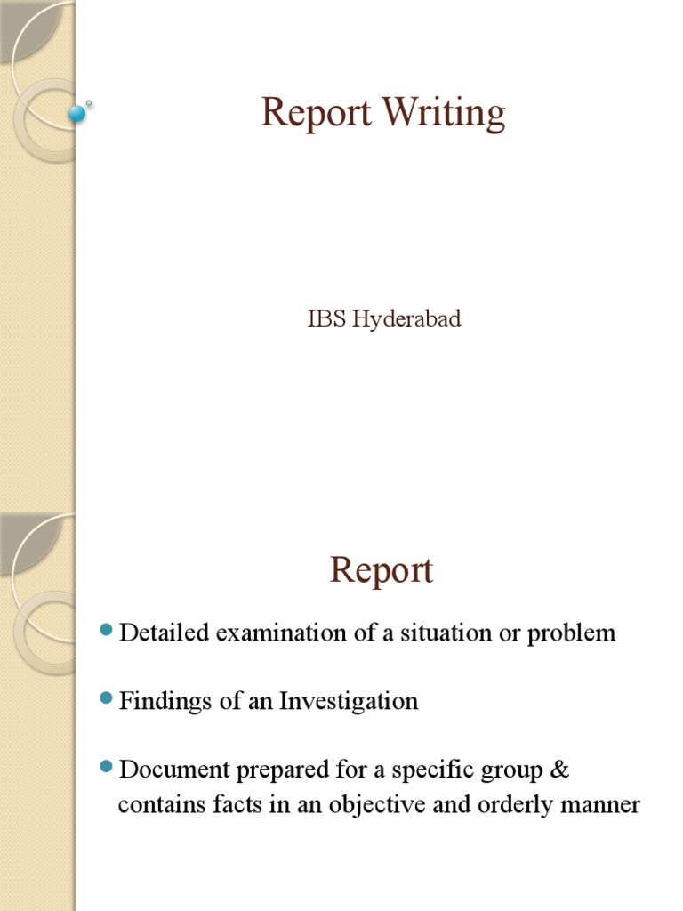 Report Writing: IBS Hyderabad | PDF | Paragraph | Written Communication