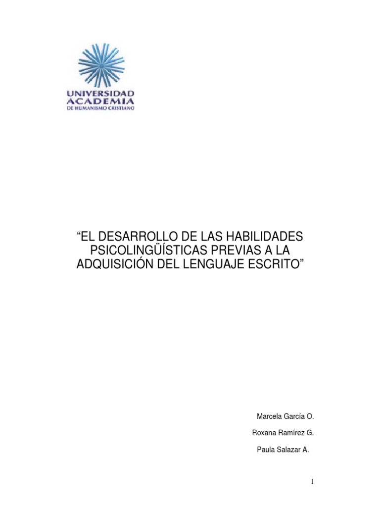 Desarrollo de habilidades lingüísticas infantiles | PDF | Educación de ...