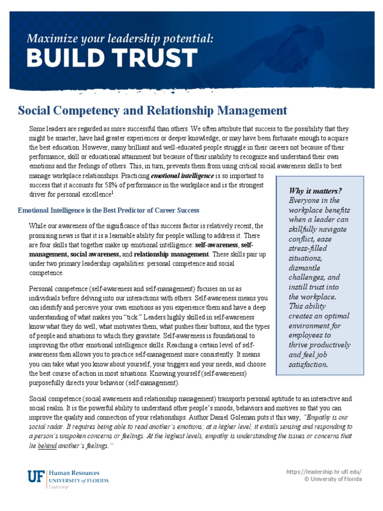 Social Competency and Relationship Management: Why It Matters? | PDF ...