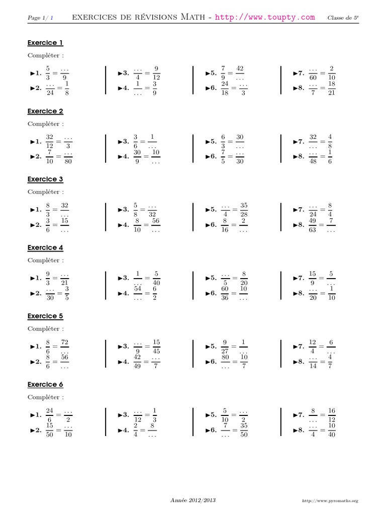 Exercices de Fractions pour 5e | PDF | Teaching Methods & Materials