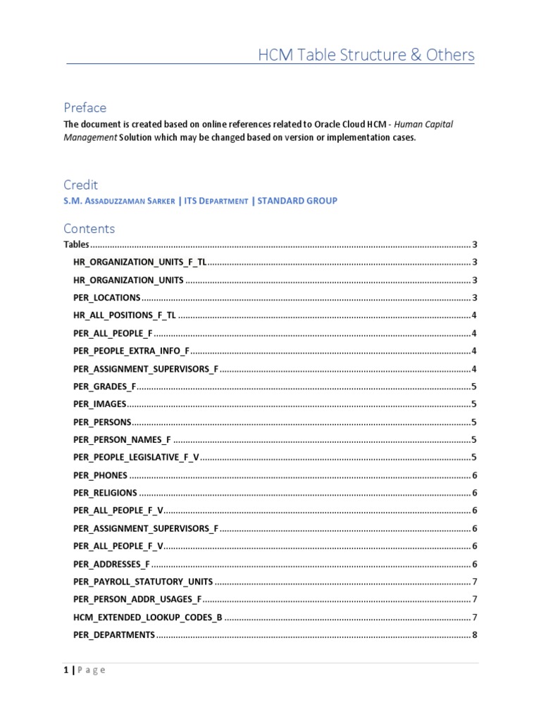 HCM Table Structure | Download Free PDF | Oracle Corporation | Business