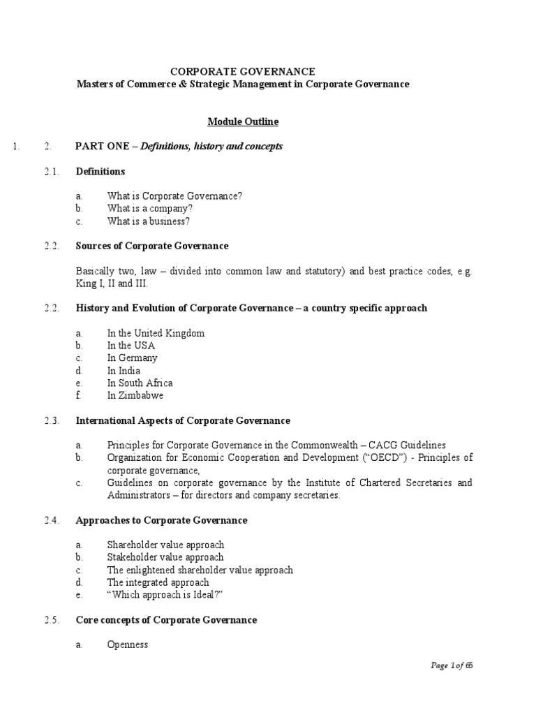 Corporate Governance Module | PDF | Corporate Governance | Governance