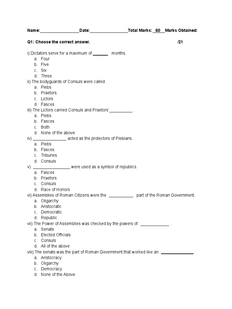 History Test #1 | PDF | Roman Republic | Ancient Rome