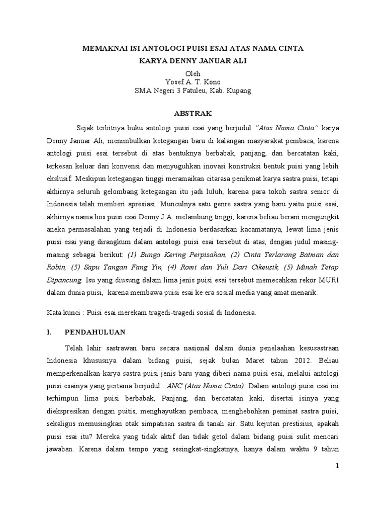 Analisis Puisi Esai | PDF