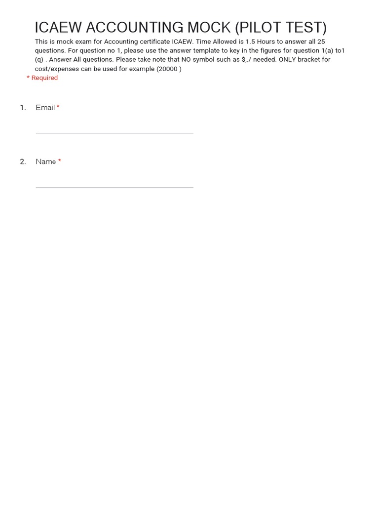 ICAEW Accounting Mock Exam Pilot | PDF | Overdraft | Debits And Credits