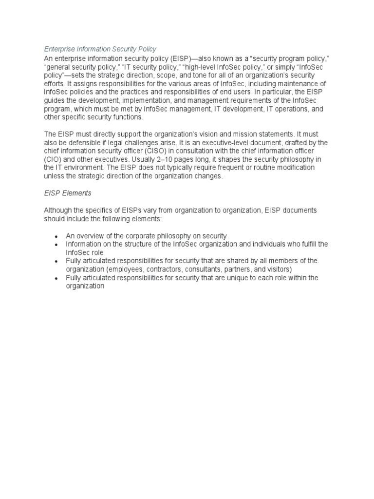 Enterprise Information Security Policy | PDF
