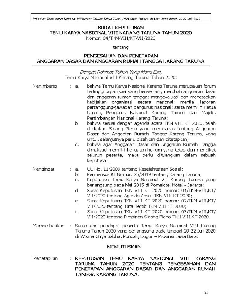 Surat Keputusan TKN VIII KT-04 | PDF