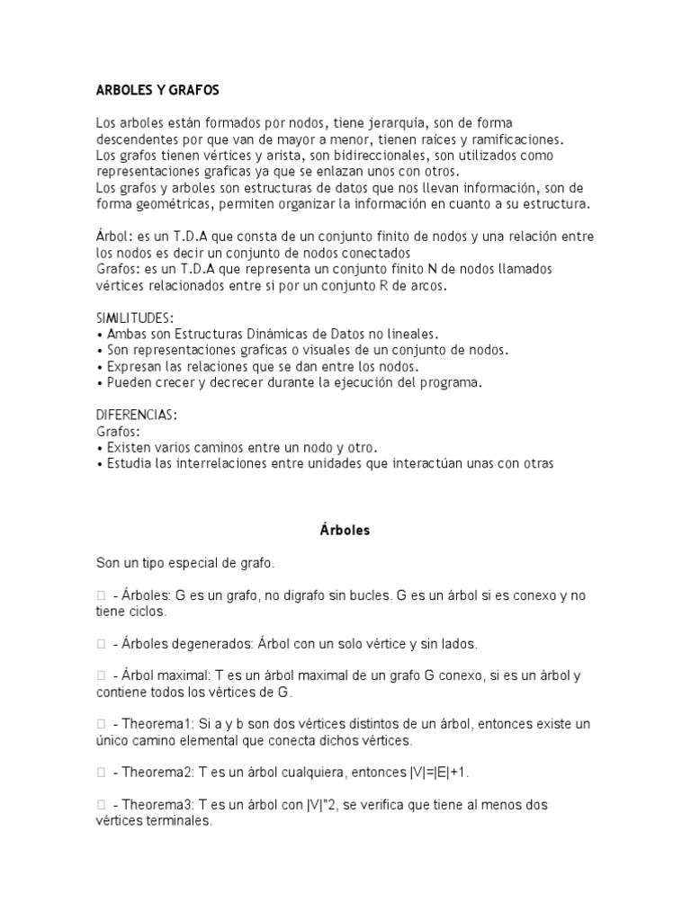 Arboles y Grafos | PDF | Vértice (teoría de grafos) | Áreas de informática Arboles y Grafos | PDF | Vértice (teoría de grafos) | Áreas de informática