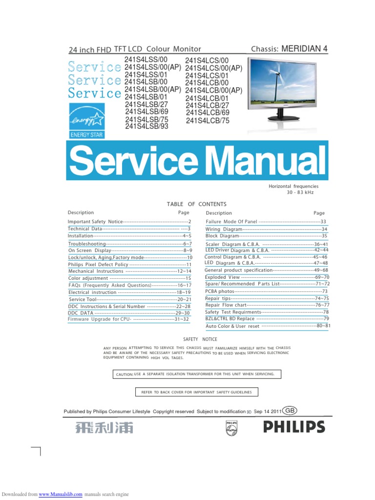 241s4 Philips Manual de Servicio | PDF | Computer Monitor | Display ...