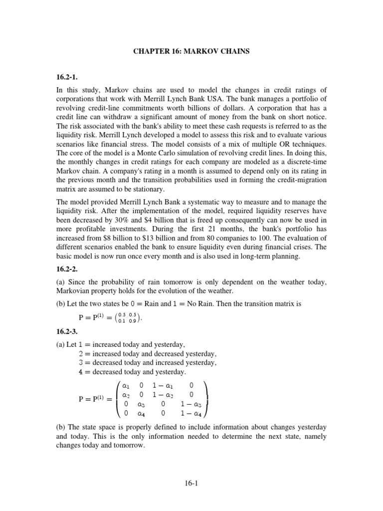 Modeling Credit Risk with Markov Chains: An Analysis of Merrill Lynch Bank's Approach to ...