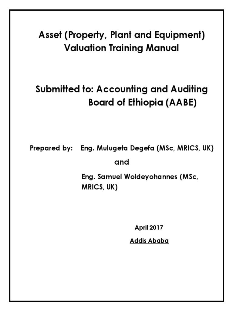 Final Draft Training Module For Property Plant and Equipment Valuation ...