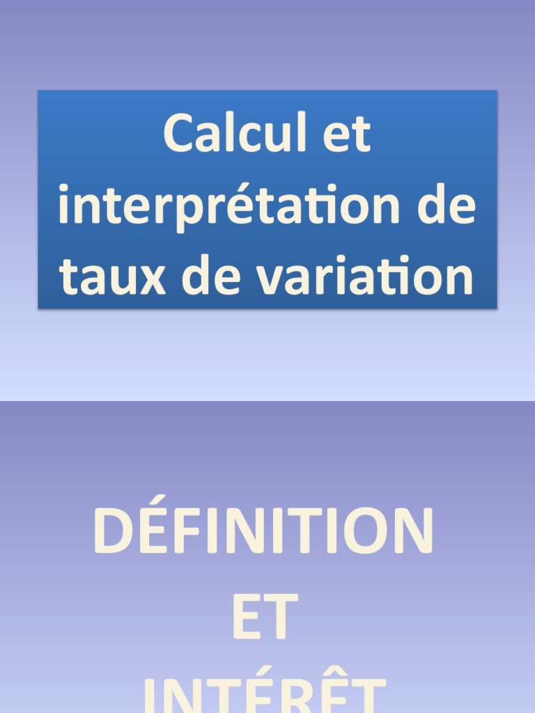 Calcul du Taux de Variation en Économie | PDF | Pourcentage | Produit ...