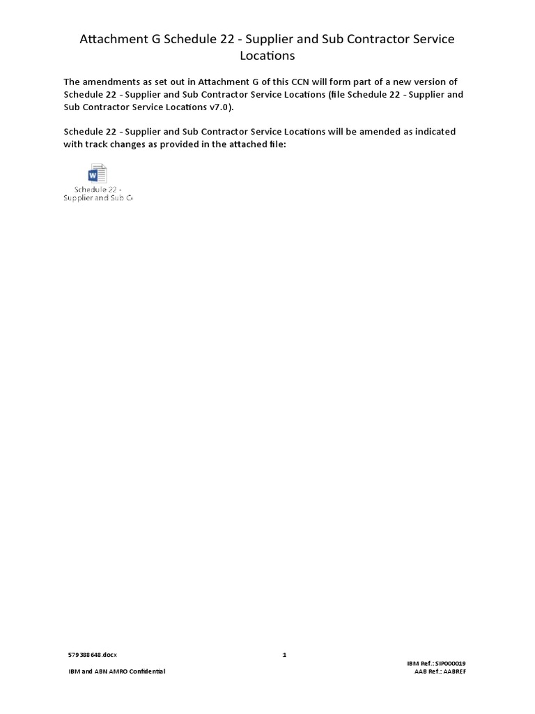 SIP000019 Attachment G Schedule 22 - Supplier and Sub Contractor ...
