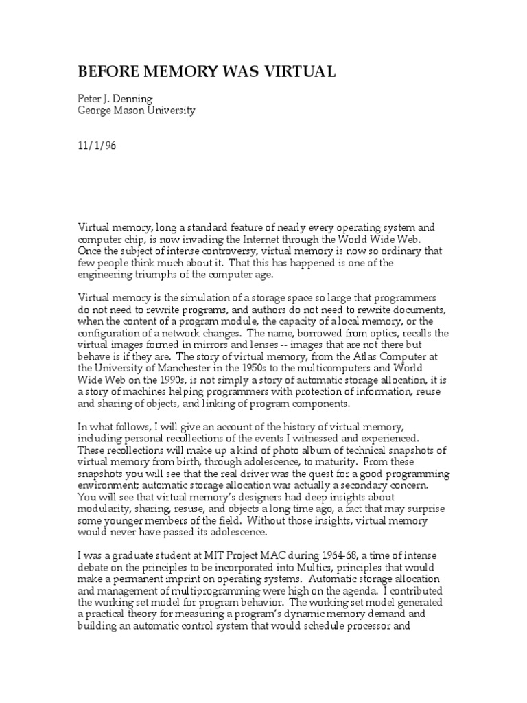 Virtual Memory's Evolution | PDF | Computer Data Storage | Operating System