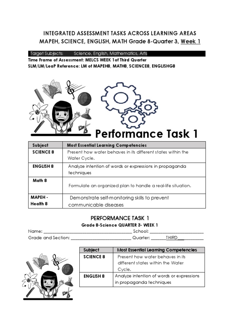 g8 3rdq Performance Tasks | PDF | Rubric (Academic) | Water
